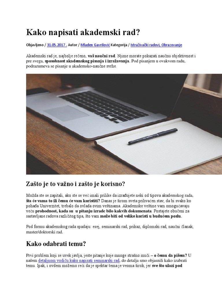 Kako Napisati Akademski Rad | PDF