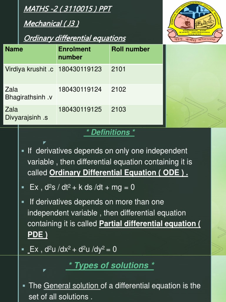 Maths ODE | PDF | Ordinary Differential Equation | Differential Equations