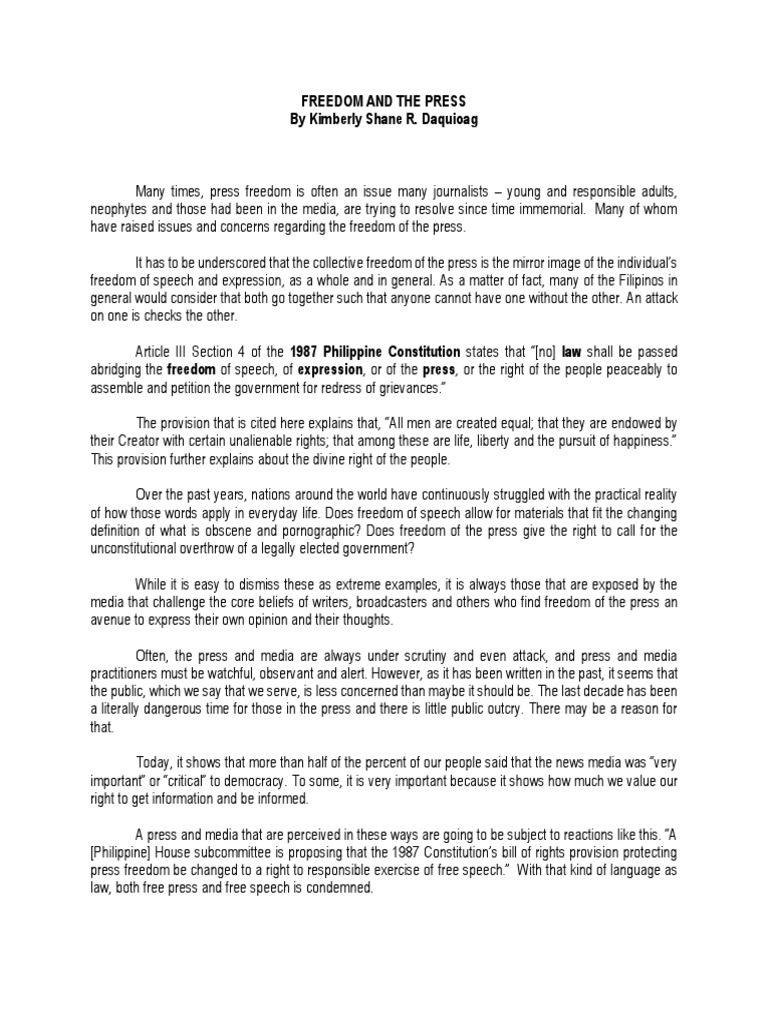 Freedom and The Press | PDF | Freedom Of The Press | Freedom Of Speech