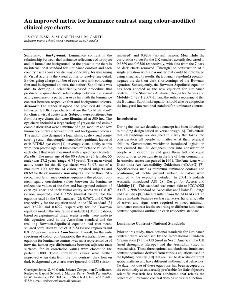 Color Contrast Scientific Report | PDF | Contrast (Vision) | Visual Acuity