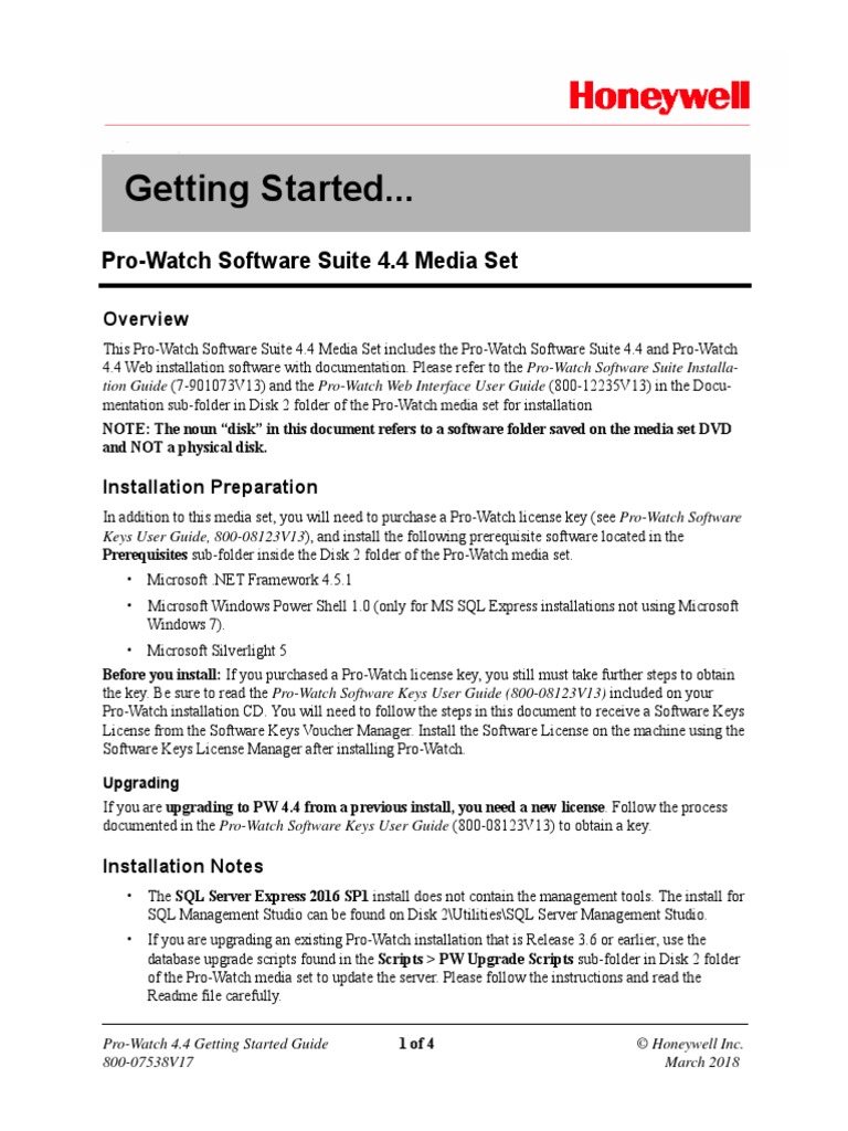 Getting Started... : Pro-Watch Software Suite 4.4 Media Set | PDF ...