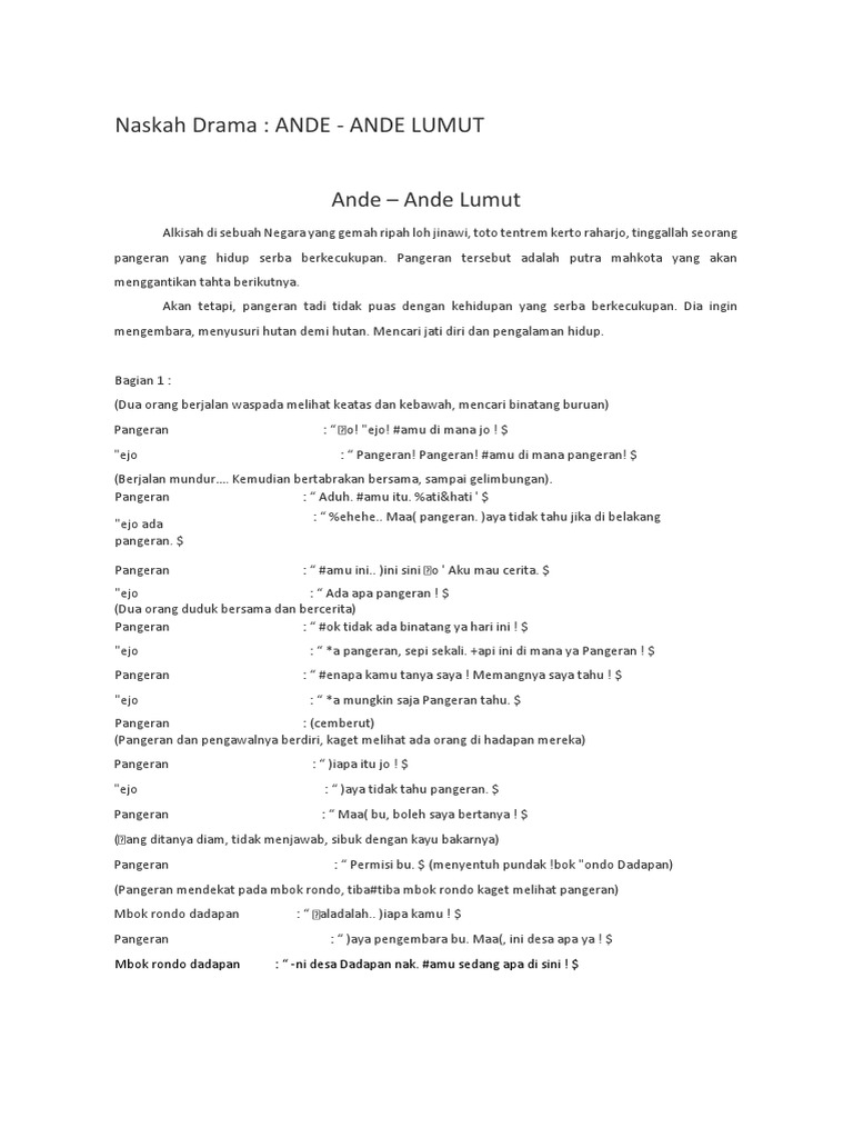 Naskah Drama Ande-Ande Lumut | PDF