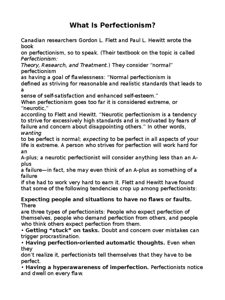 What Is Perfectionism | PDF | Perfectionism (Psychology ...