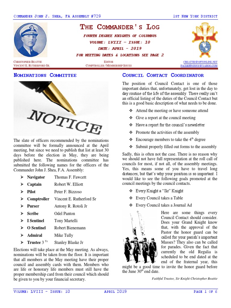 Commander's Log April 2019 | PDF | Sin | Jesus