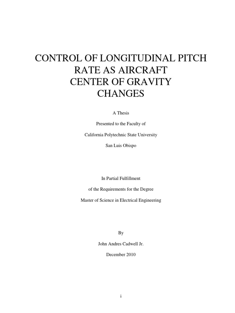 Control of Longitudinal Pitch Rate As Aircraft Center of Gravity PDF ...