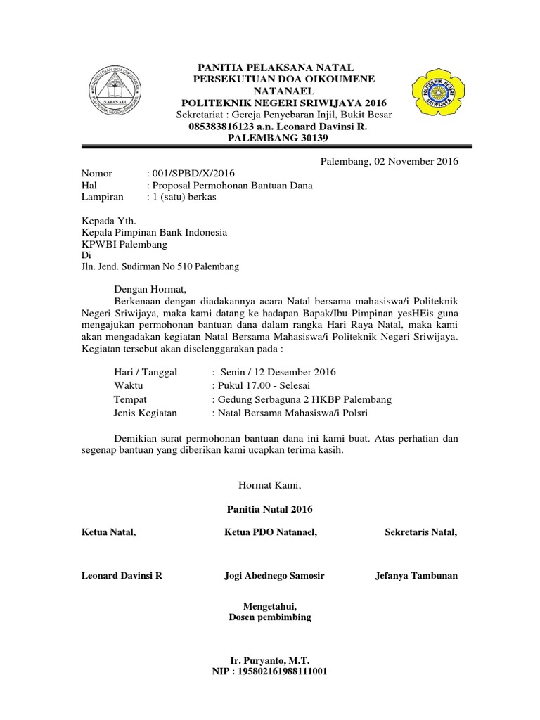 Surat Pengantar Proposal BI | PDF