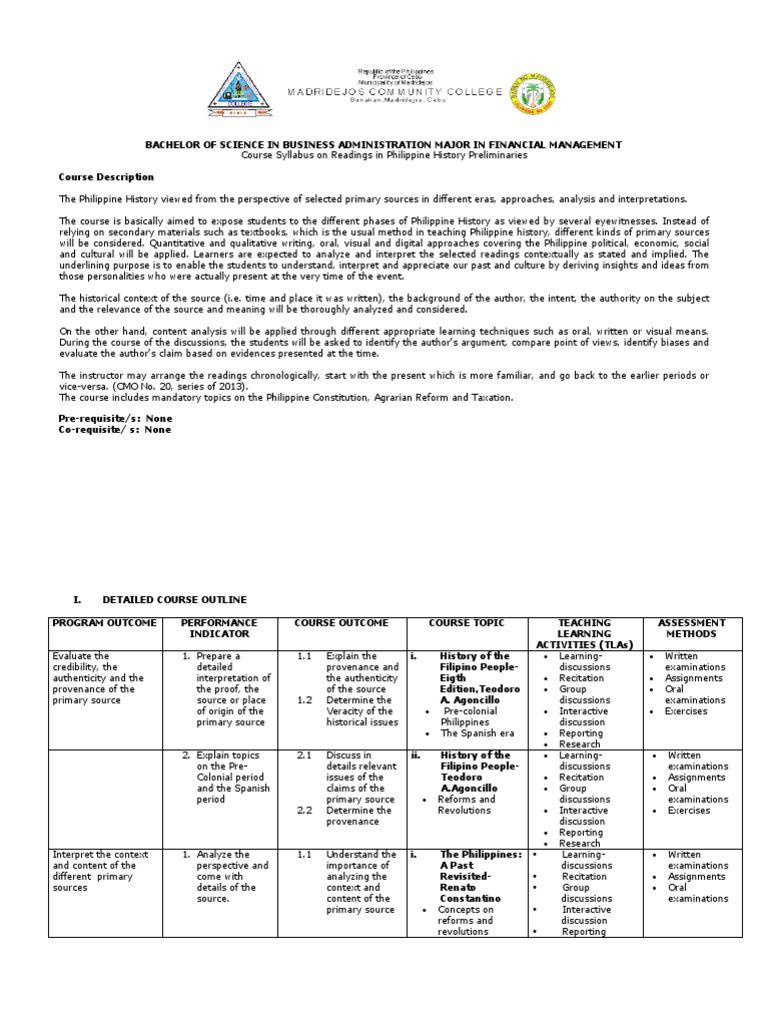 BSBA, CRIM, HRM Readings Hist | PDF | Primary Sources | Test (Assessment)