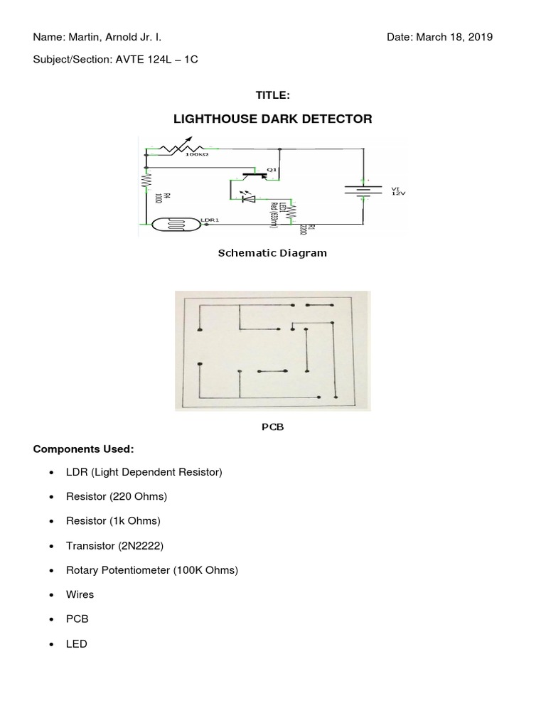 Lighthouse Dark Detector Circuit Diagram | PDF