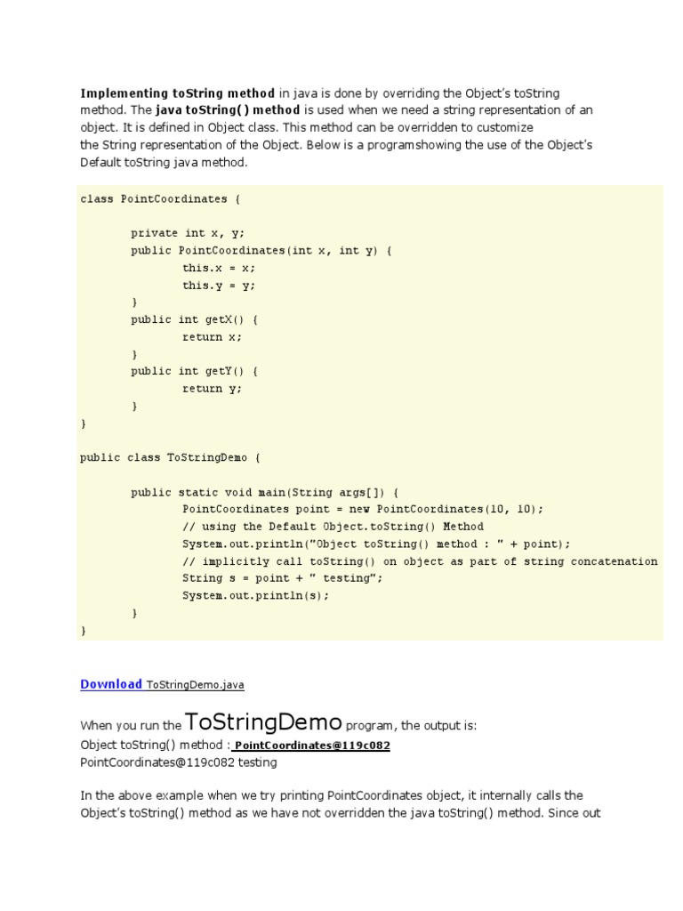Implementing ToString Method | PDF | Method (Computer Programming) | Data Type