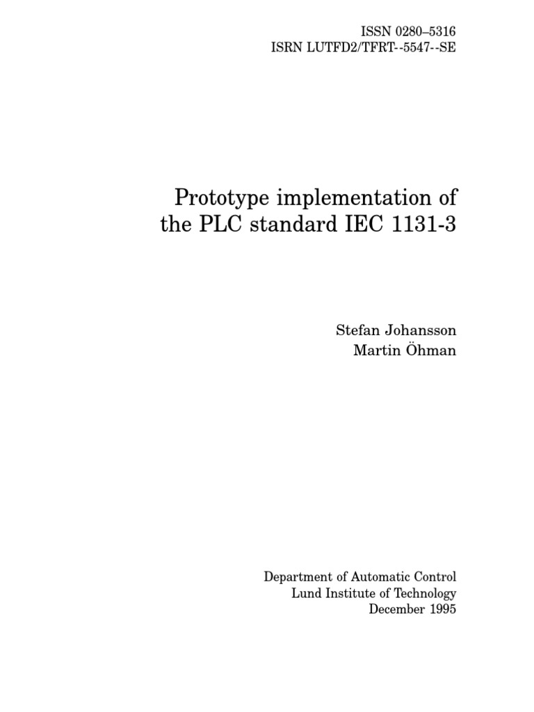 Prototype Implementation of the PLC Standard IEC 1131-3: An Exploration of Function Block ...