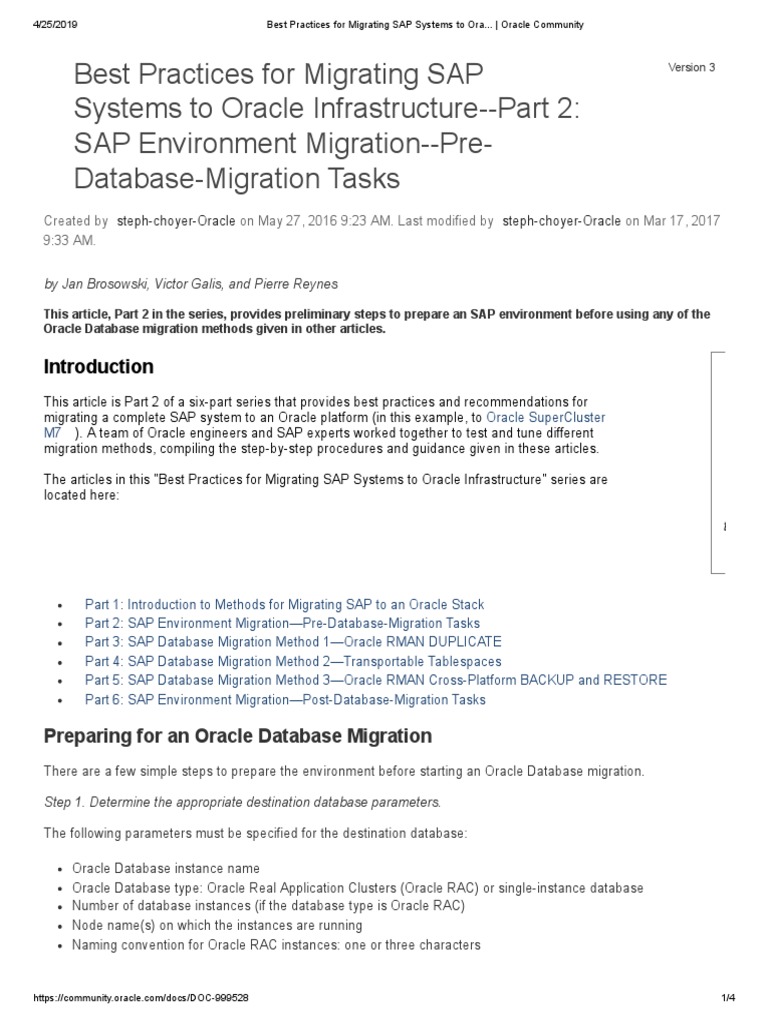 1best Practices For Migrating SAP Systems To Ora... - Oracle Community ...