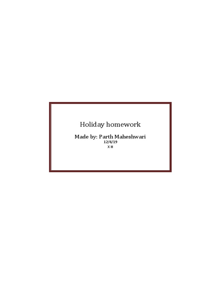 Holiday Homework | PDF