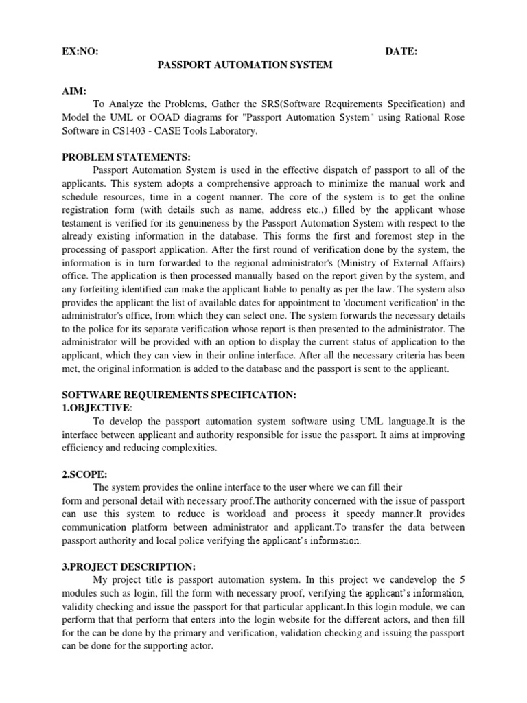 Passport Automation System | PDF | Verification And Validation ...