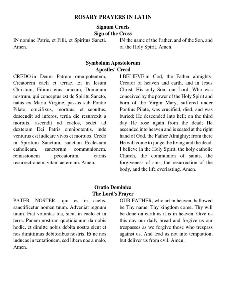 Rosary Prayers in Latin | PDF | Western Christianity | Catholic ...