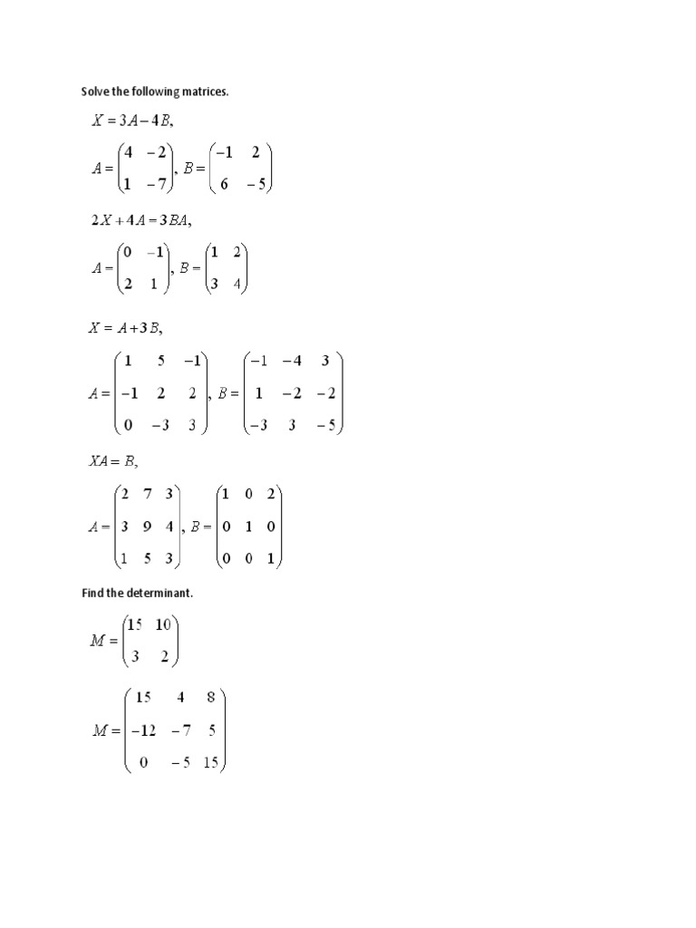 Matrix Exercise | PDF