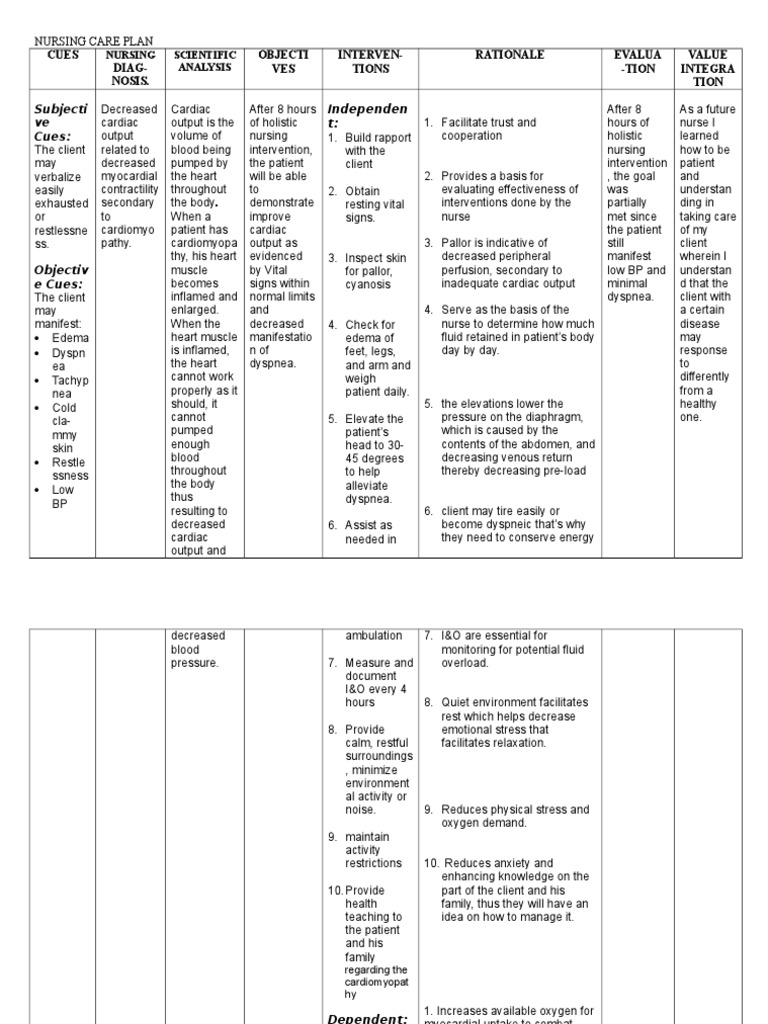Nursing Care Plan for Cardiac Output | PDF | Heart | Cardiac Muscle