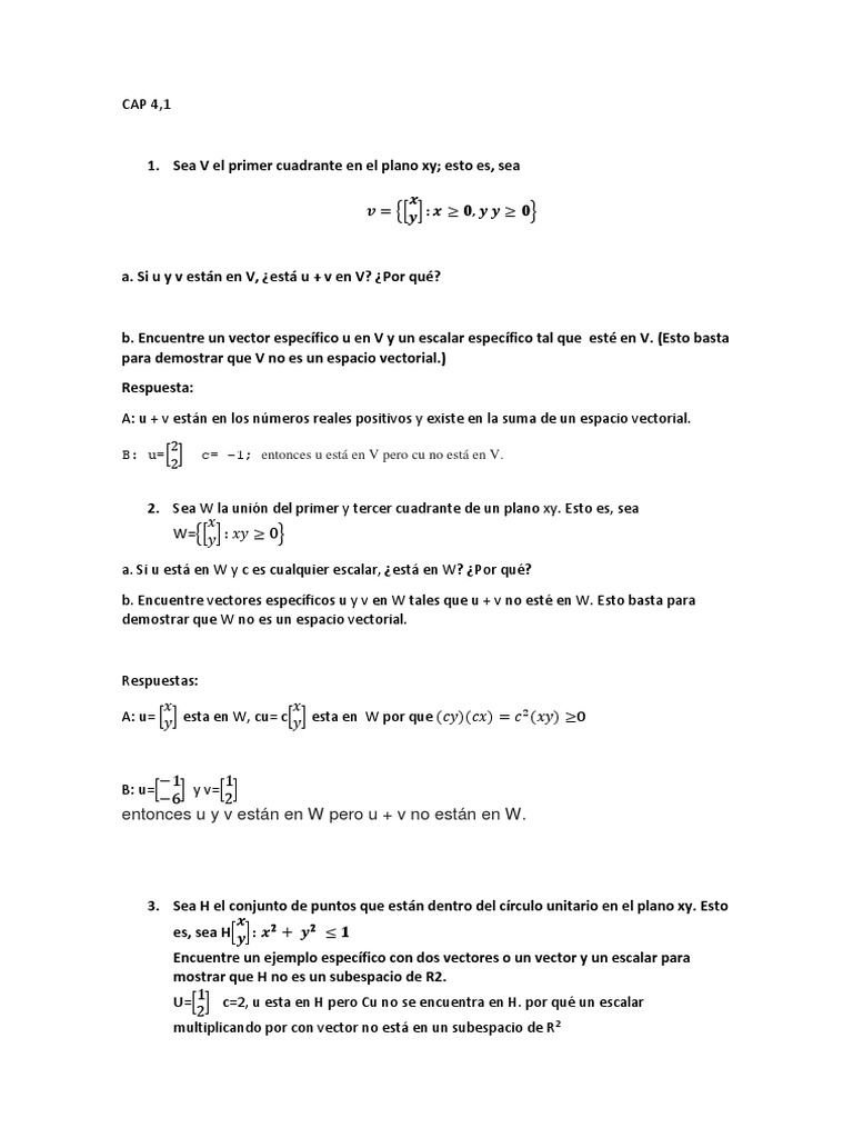 CAP 4, Lineal 2019 | PDF | Espacio vectorial | Subespacio lineal