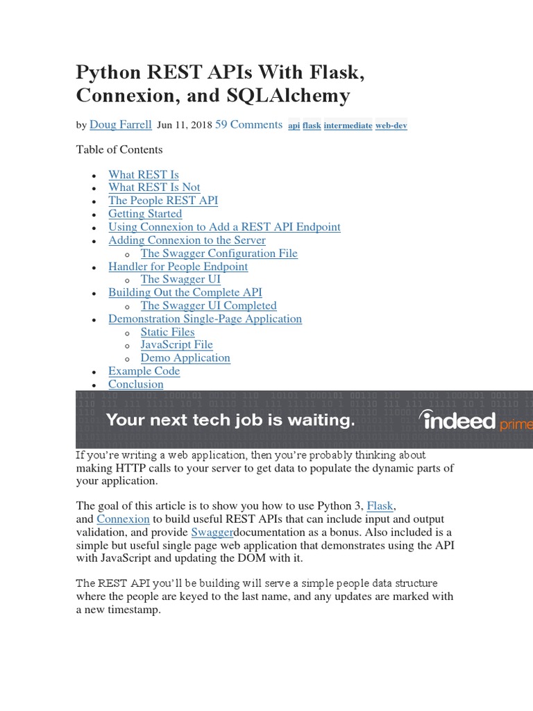 Flask RestApi and SqlAlchemy | Download Free PDF | Representational State Transfer | Java Script