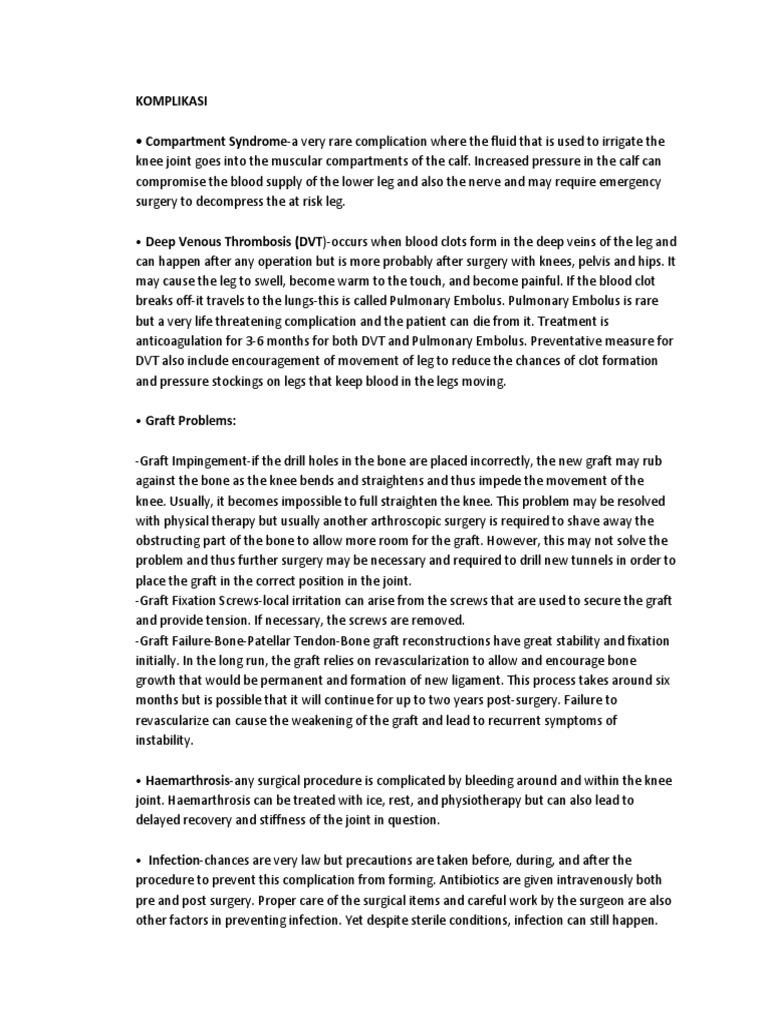 KOMPLIKASI | PDF | Thrombosis | Knee