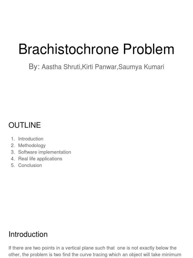 Brachistochrone Problem: Aastha Shruti, Kirti Panwar, Saumya Kumari | PDF | Theoretical Physics ...