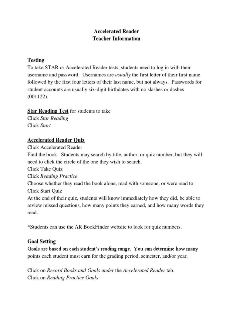 Accelerated Reader Teacher Guide | PDF