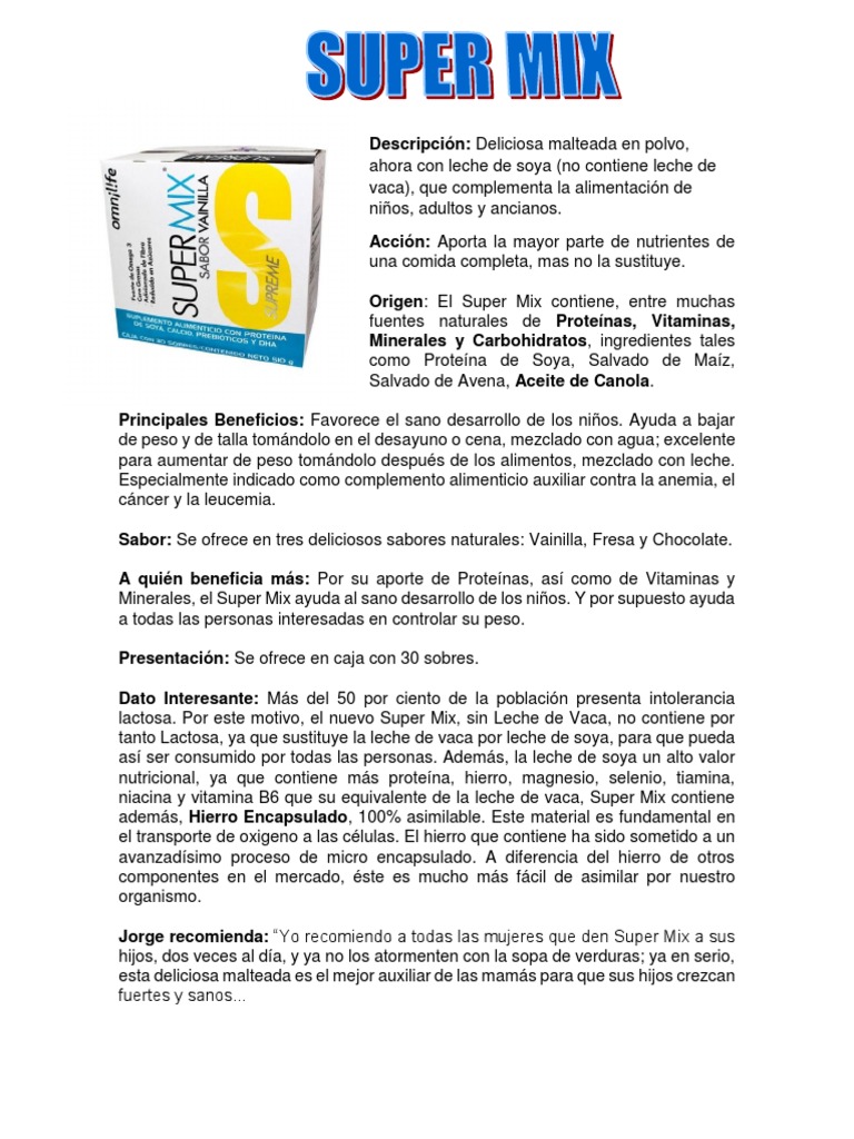 Una completa descripción de los beneficios de una línea de complementos nutricionales | PDF ...