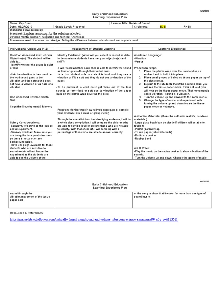 Edt 313 - Lesson Plan 2 | Download Free PDF | Early Childhood Education ...