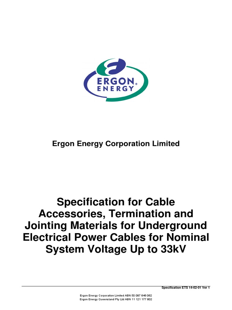 Ergon Energy underground cable specification | PDF | Electrical ...
