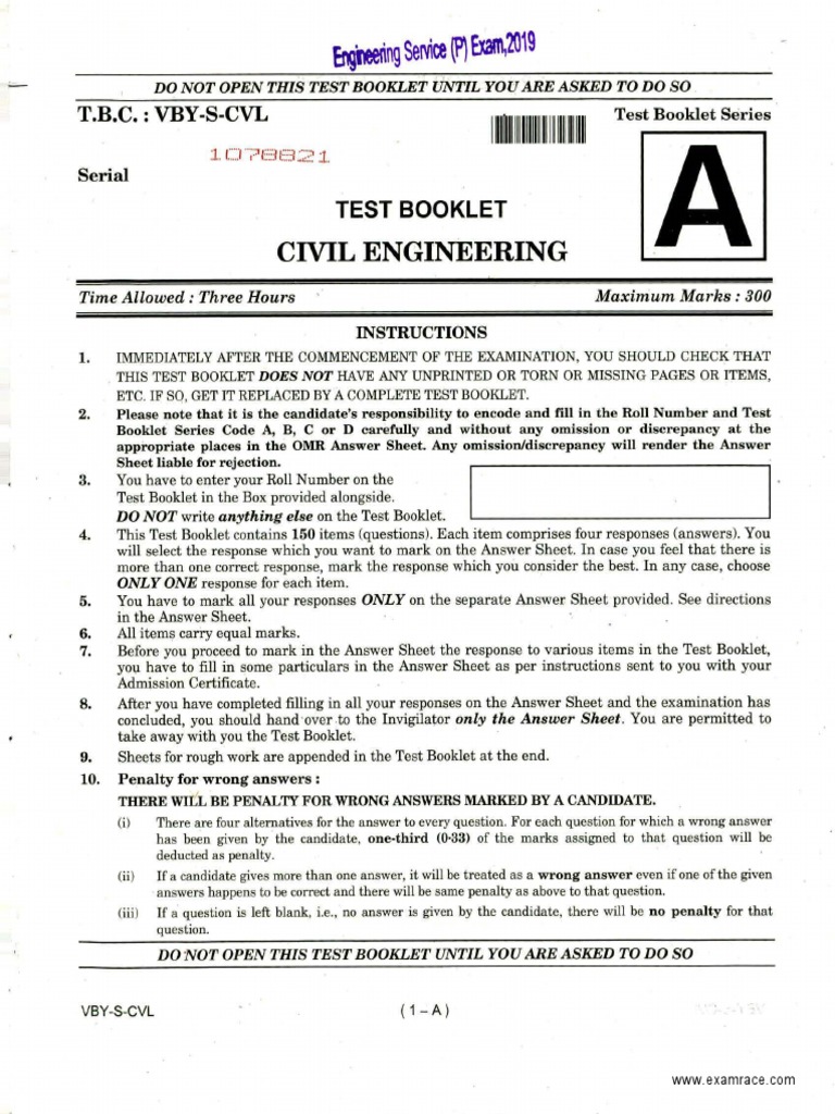 IES Civil Engineering 2019 PDF | PDF | Concrete | Stress (Mechanics)