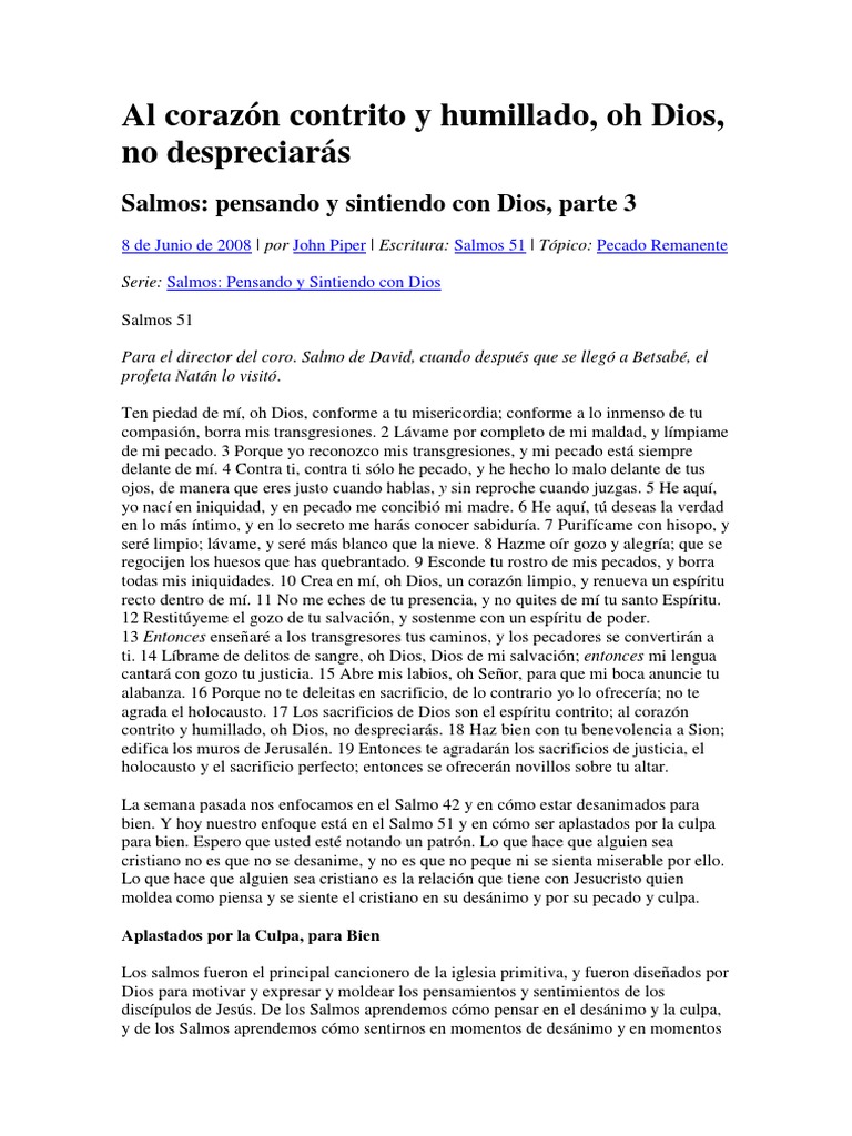 Al Corazón Contrito y Humillado | PDF | David | Pecado