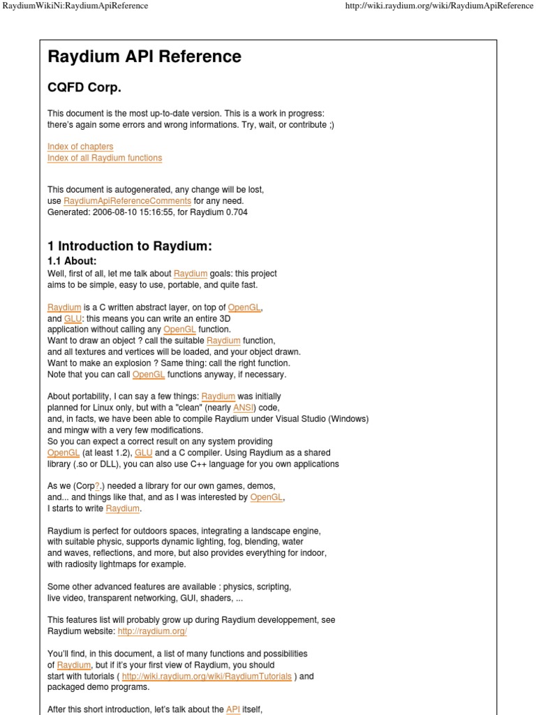 Raydium Api Reference | PDF | Texture Mapping | Rendering (Computer ...