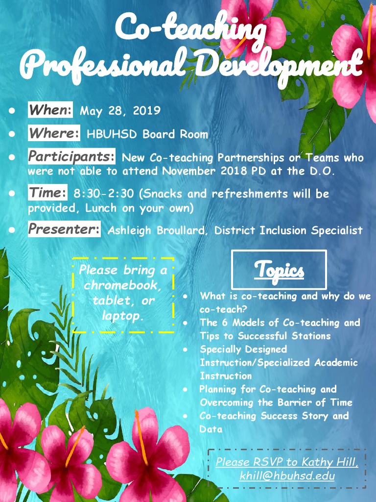Flyer Co-Teaching Professional Development New Teachers | PDF