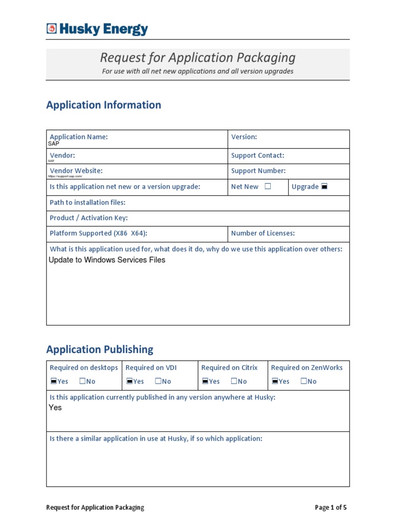Application Packaging Request Form (Services - File) | PDF ...