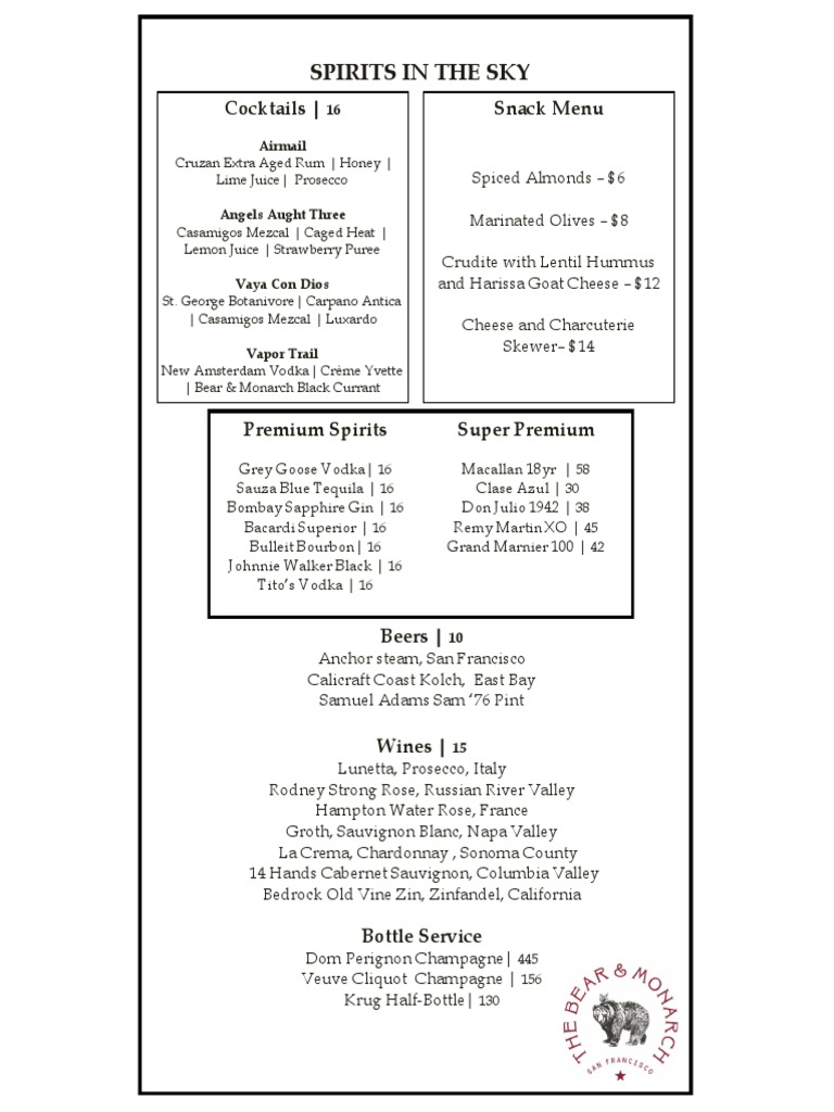 Opening Sky Deck Menu | PDF