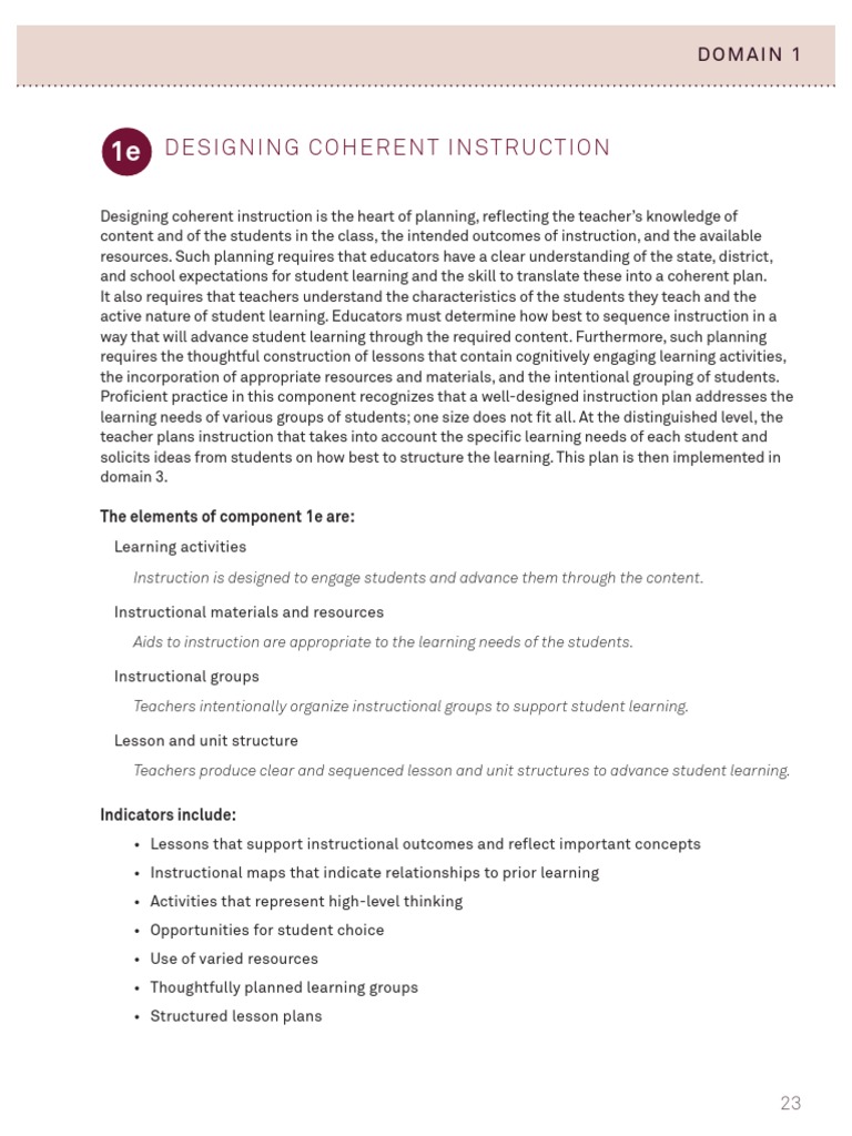 Designing Coherent Instruction: Domain 1 | PDF