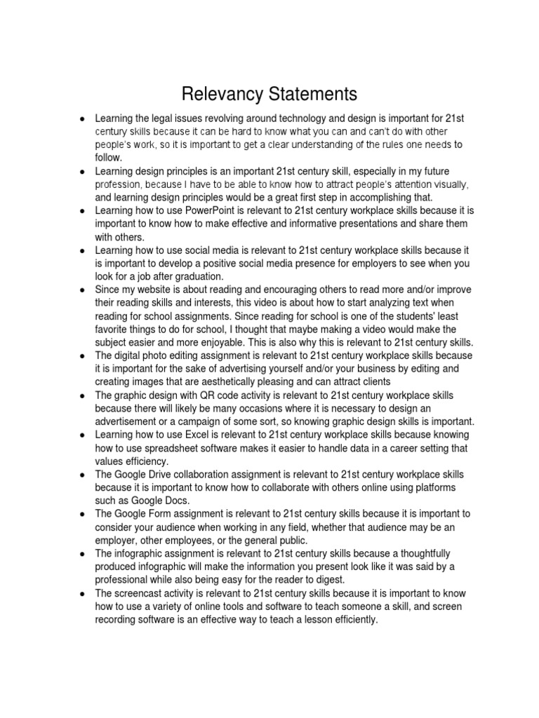 Relevancy Statements | PDF | Graphic Design | Software