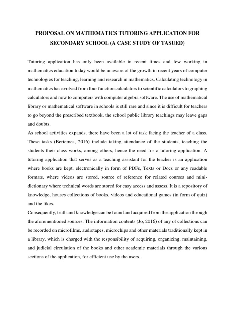 New Proposal On Mathematics Tutoring Application For Secondary School ...