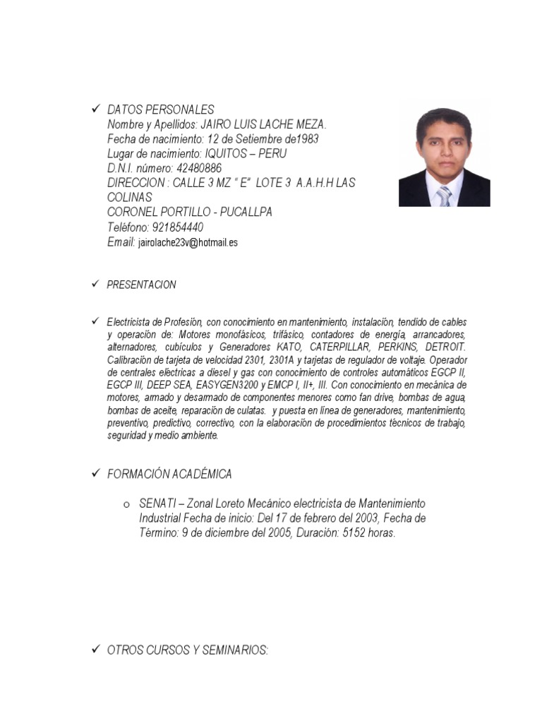 CV Jairo | PDF | Electricidad | Bienes manufacturados