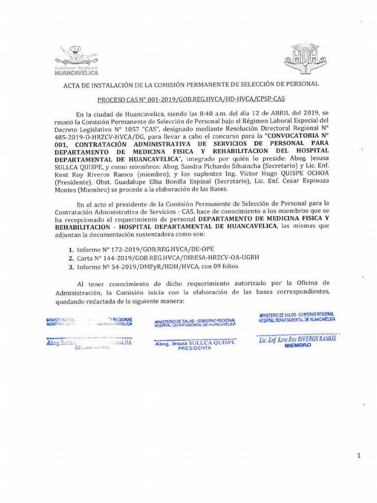 Primera Convocatoria Cas 001-2019 Del Hospital Departamental de ... Primera Convocatoria Cas 001-2019 Del Hospital Departamental de ...