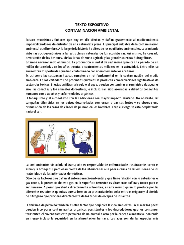 Texto Expositivo La Contaminacion Ambienta | Derrame de petróleo ...