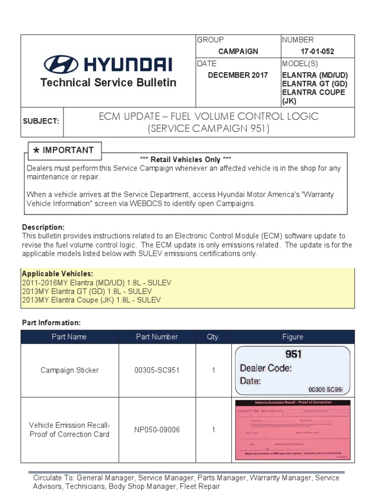 TSB Hyundai | PDF | Transport | Manufactured Goods
