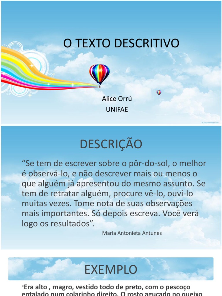 O Texto Descritivo PDF | PDF | Natureza