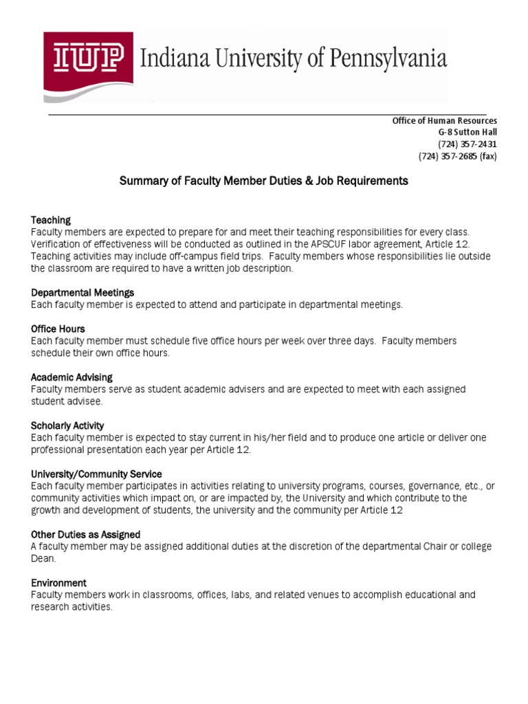 Faculty Job Description For ADA Requests | PDF | Academic Term ...