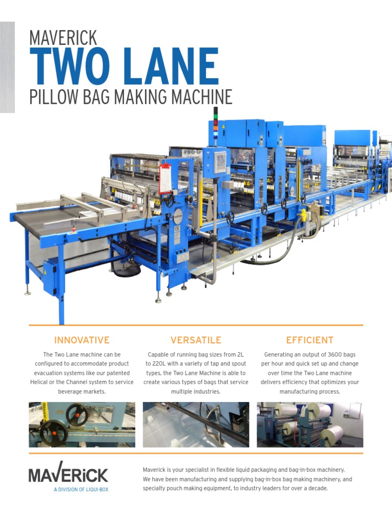 Two Lane: Maverick Pillow Bag Making Machine | PDF | Packaging And ...
