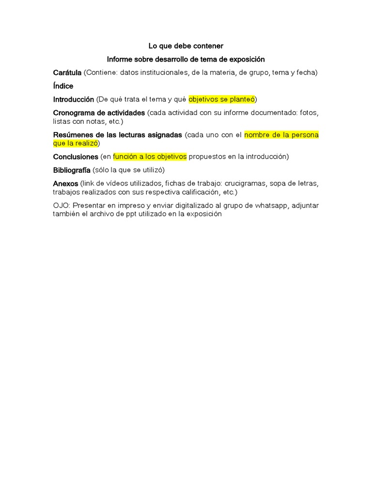 Modelo de Informe de Exposición | PDF