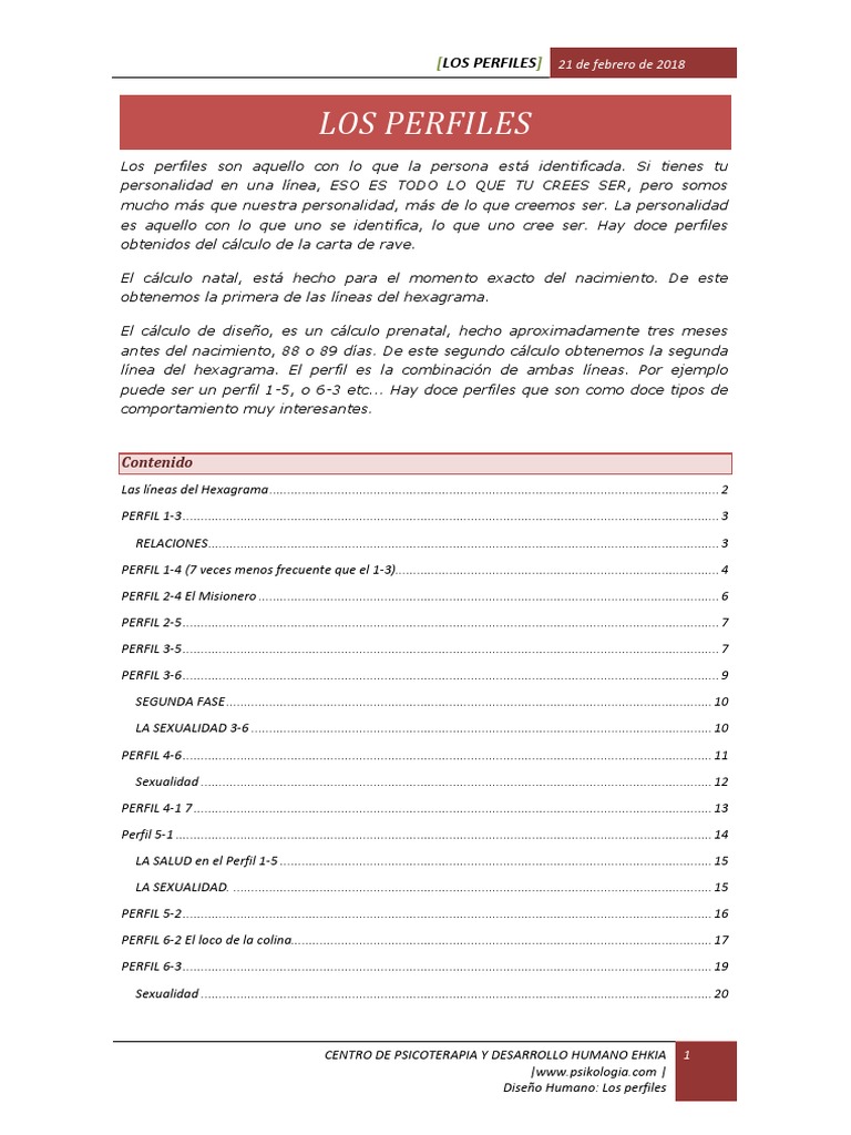 Perfiles del Diseño Humano: Guía Completa | PDF | Vida | Amor
