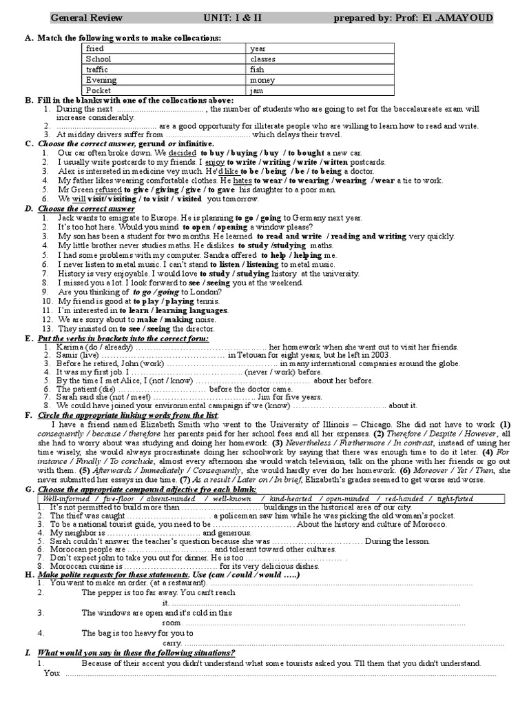 General Review of Grammar, Vocabulary, and Communication Skills - Units ...