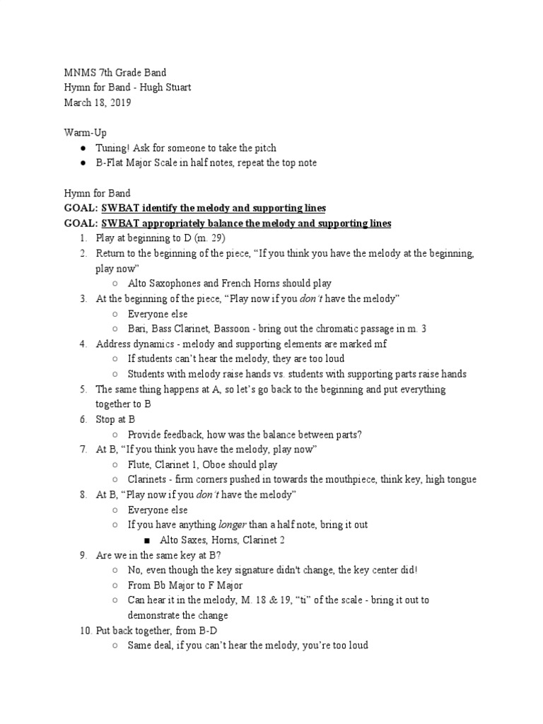 7th Grade Band Hymn Practice Guide | PDF | Saxophone | Clarinet