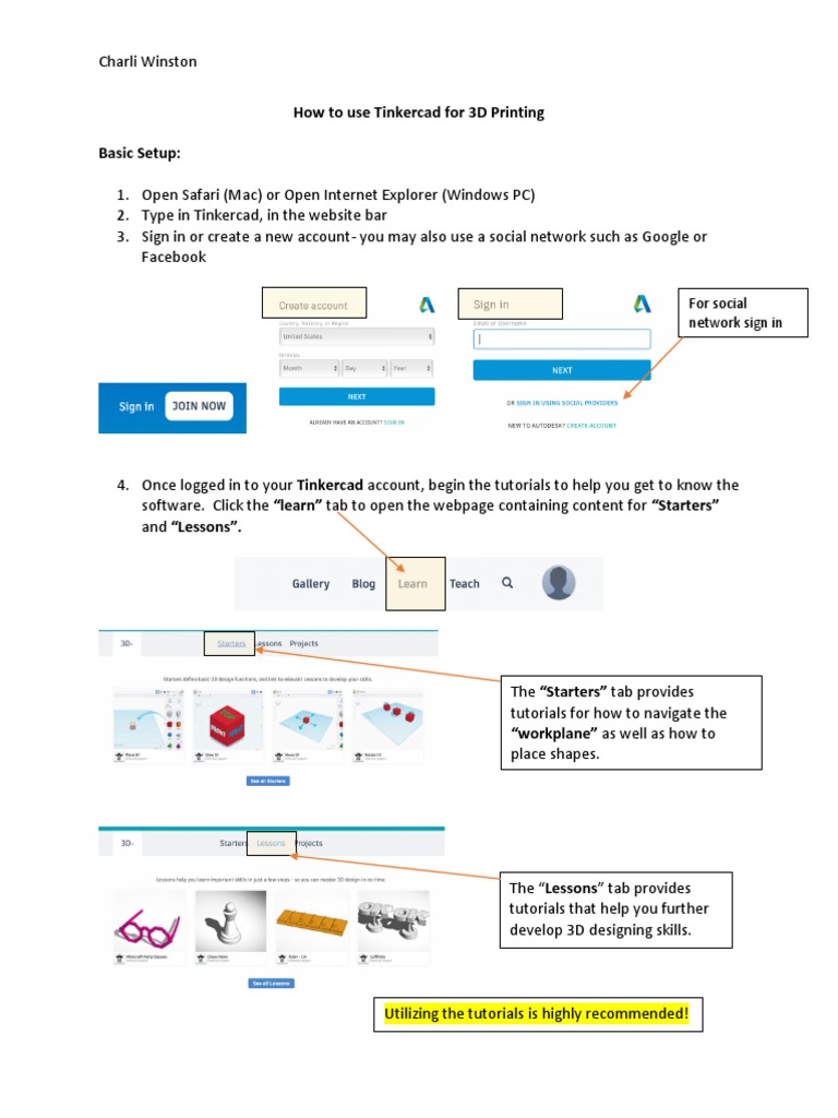 Tinkercad 3D Printing Setup Guide | PDF | 3 D Computer Graphics | Web Page