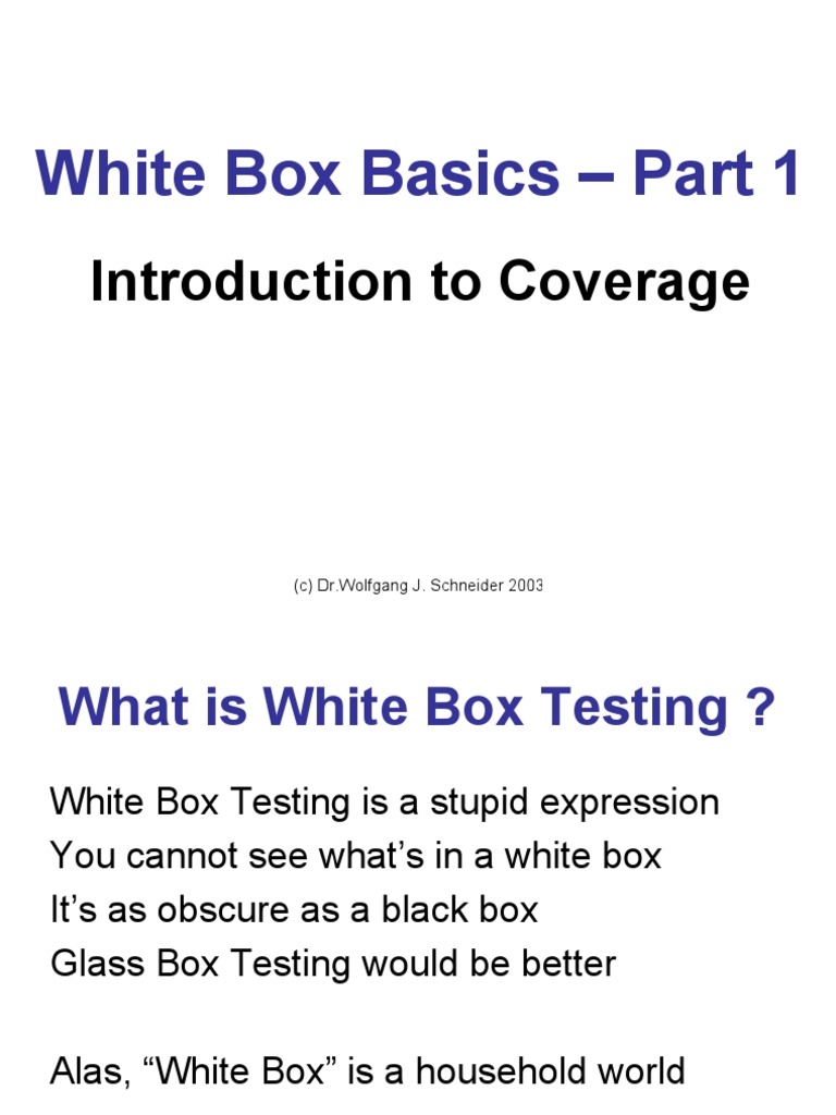 White Box Basics - Part 1: Introduction To Coverage | PDF | Itil ...